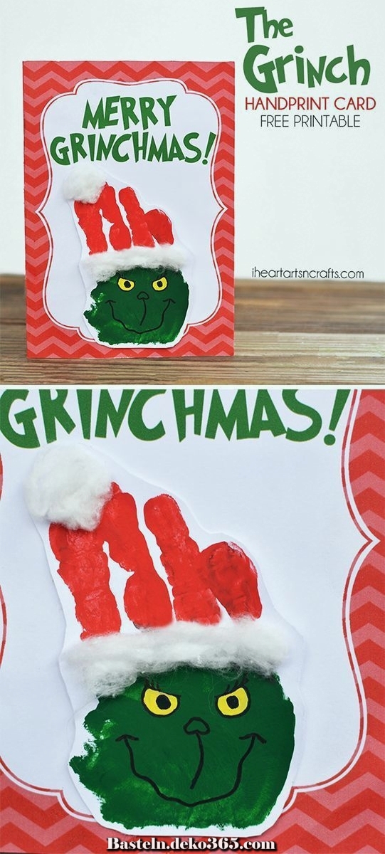 Grinchs Handabdruck Weihnachtskarte Mit Bedruckbarer Basteln Mit Kids Grinchs Handabdruck Weihnachtskarte Mit Bedruckbarer Basteln Mit Kids